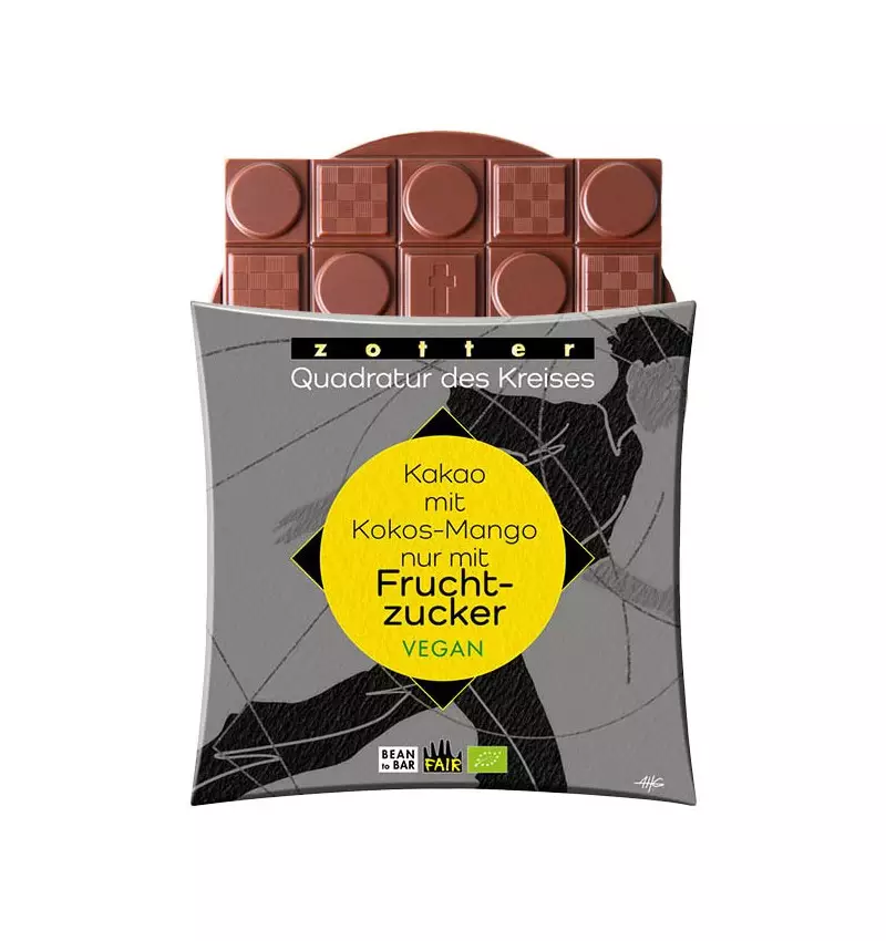 Ciocolata bio vegana cu cocos si mango indulcita cu fructe, 70g Zotter ...